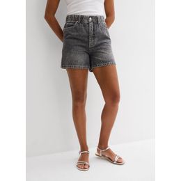 bonprix Jeans-Shorts High Waist Low Stretch, schwarz, Gr.48, Hohe Jeans Shorts, 100% Baumwolle