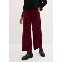 bonprix Cordhose mit Bequembund High Waist, rot, Gr.56, L&auml;ssige Palazzo Hose aus Baumwoll-Cord, kn&ouml;chelfrei, aus Cord