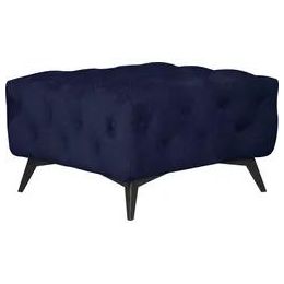 Polsterhocker Home Affaire "Glynis", blau (deep ocean), B:80cm H:45cm T:80cm, Struktur (100% Polyester);Samtoptik (100% Polyester), Hocker, Polsterhocker, aufw&auml;ndige Knopfheftung, moderne Chesterfield Optik, Fu&szlig;farbe w&auml;hlbar