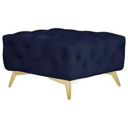 Polsterhocker Home Affaire "Glynis", blau (deep ocean), B:80cm H:45cm T:80cm, Struktur (100% Polyester);Samtoptik (100% Polyester), Hocker, Polsterhocker, aufw&auml;ndige Knopfheftung, moderne Chesterfield Optik, Fu&szlig;farbe w&auml;hlbar