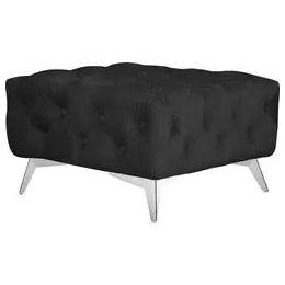 Polsterhocker Home Affaire "Glynis", grau (charcoal), B:80cm H:45cm T:80cm, Struktur (100% Polyester);Samtoptik (100% Polyester), Hocker, Polsterhocker, aufw&auml;ndige Knopfheftung, moderne Chesterfield Optik, Fu&szlig;farbe w&auml;hlbar