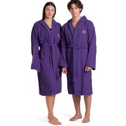 Bademantel arena "arena Unisex Zeppelin Bademantel" Gr. XS, violet, calypso coral, L:109cm, Baumwolle, Hausm&auml;ntel, Bademantel, Schwimmbad, Sauna, Baumwolle, Unisex, weich, bequem, Kapuze, leicht
