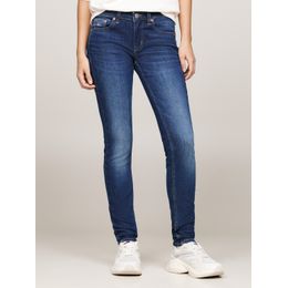 Skinny-fit-Jeans Tommy Jeans "SOPHIE LW SKN", Damen, Gr. 31, L&auml;nge 32, blau (denim schwarz1), Denim/Jeans, Obermaterial: 92% Baumwolle, 4% Elasthan, 4% Polyester, unifarben, skinny fit lang, Jeans Skinny-fit-Jeans, mit Waschung, Logo-Badge, Low Rise