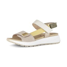 Keilsandalette Gabor, Damen, Gr. 44, beige kombiniert, Veloursleder, Schuhe Keilsandalette, Riemchensandale, Sommerschuh mit edlem Schmuckelement