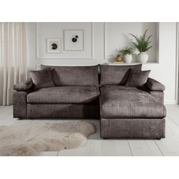 Ecksofa OTTO HOME "Cosy L-Form, Breite 234 cm, Sitzaufbau im Sandwich-Federkern", anthrazit, B:234cm T:162cm, 100%Polyester, Sofas, Ecksofa, mit Kaltschaumauflage, Bez&uuml;ge in Cord oder Struktur weich w&auml;hlbar
