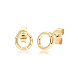 Paar Ohrstecker Elli Premium "Ohrringe Stecker Kreis Geo Basic Minimal 585 Gelbgold Rond", gold, Ohrringe, Damen, ohne Stein, Gelbgold 585, Paar Ohrstecker