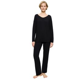 Pyjama Triumph "Timeless Sensuality PK LSL", Damen, Gr. 44, schwarz, Single Jersey, 94% Modal, 6% Elasthan, unifarben, normal normal, V-Ausschnitt, Homewear-Sets Pyjama, atumgsaktiv und weich
