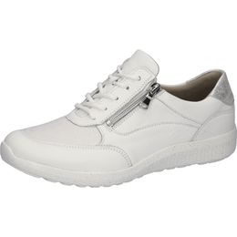 Waldl&auml;ufer Sneaker WALDL&Auml;UFER "K-IRA Soft", Damen, Gr. 9 (43), wei&szlig;, silberfarben, Nappaleder, Nubukleder, Textil, unifarben mit Farbeinsatz, Basic, Schuhe Sneaker, Bequemschuh, Komfortschuh in Extraweite K f&uuml;r den kr&auml;ftigen Fu&szlig;