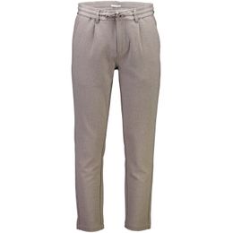 Chinohose LINDBERGH, Herren, Gr. M, N-Gr, stone melange, Web, Obermaterial: 67% Polyester, 30% Viskose, 3% Elasthan, meliert, regular fit lang, Hosen Chinohose, mit Taschen