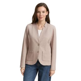 Sweatblazer Tom Tailor "Fied", Damen, Gr. XL (42), grau (soft taupe), Jersey, Obermaterial: 54% Baumwolle, 43% Polyester, 3% Elasthan, unifarben, tailliert taillenbedeckt, V-Ausschnitt, Blazer Sweatblazer, mit aufgesetzten Taschen und Struktur