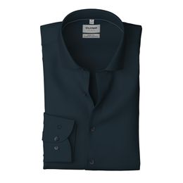 Businesshemd OLYMP "Level Five body fit", Herren, Gr. 44, N-Gr, blau (marine), Web, Obermaterial: 64% Baumwolle, 27% Polyester, 9% Elasthan, Hemden Businesshemd