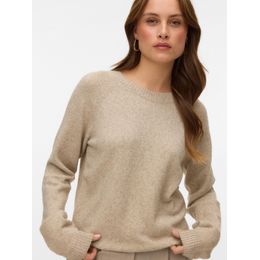 V&eacute;ro Moda Rundhalspullover VERO MODA "VMDOFFYSHINE LS O-NECK BLOUSE REP NOOS", Damen, Gr. S, silber mink detail:with gold lurex, Strick, Obermaterial: 85% Polyester, 11% metallisierte Fasern, 2% Elasthan, 2% Nylon, gl&auml;nzend, regular fit h&uuml;ftbedeckend, Rundhals, Rippb&uuml;ndchen, Pullover Rundhalspullover