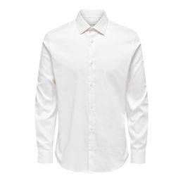 Only & Sons Langarmhemd ONLY & SONS "ONSJIM SLIM SHIRT FRML NOOS", Herren, Gr. S, N-Gr, hellwei&szlig;, Web, Obermaterial: 56% Baumwolle, 40% Polyester, 4% Elasthan, unifarben, slim fit normal, 2-Knopf-Manschette, Hemden Langarmhemd