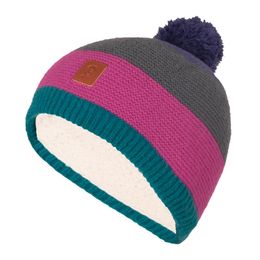 Strickm&uuml;tze Trollkids "KIDS GRYLLEFJORD BOBBLE CAP", Jungen, Gr. 6 (53/56), midnight petrol, schwarz pink, anthrazit, Strick, Materialmix, M&uuml;tzen Strickm&uuml;tze