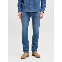Jack & Jones Regular-fit-Jeans JACK & JONES "JJICLARK im Used-Look, Stretchkomfort und niedrige Leibh&ouml;he", Herren, Gr. 28, L&auml;nge 32, blau denim pack:mid blau, Denim/Jeans, Obermaterial: 100% Baumwolle, Abriebeffekte, regular fit lang, Jeans Regular-fit-Jeans, Baumwollmischung, regular fit
