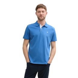 Poloshirt Tom Tailor, Herren, Gr. XXL, blau (sapphire blau), Single Jersey, Obermaterial: 100% Baumwolle, regular fit, angesetztes B&uuml;ndchen, Shirts Poloshirt, mit farblich hervorgehobener Knopfleiste, Topseller