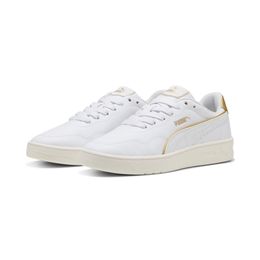 Sneaker Puma "COURT LALLY DAYINIGHT", Damen, Gr. 38,5, wei&szlig; (Puma wei&szlig;, Puma wei&szlig;, Puma gold), Synthetik, Schuhe Sneaker