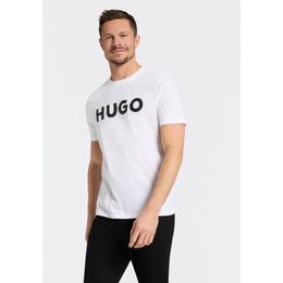 T-Shirt Hugo "Dulivio", Damen, Gr. L, open wei&szlig;120, Single Jersey, Obermaterial: 100% Baumwolle, unifarben, regular fit normal, Rundhals, abgesteppte Kante, Shirts T-Shirt, Rundhalsausschnitt, Regular Fit, Must have Basic