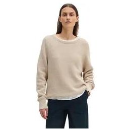 Marc O'Polo Strickpullover MARC O'POLO "aus Heavy-Weight-Organic-Cotton", Damen, Gr. S, beige (sandy melange), Obermaterial: 100% Baumwolle, unifarben, Rundhals, Pullover Strickpullover