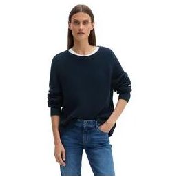 Marc O'Polo Strickpullover MARC O'POLO "aus Heavy-Weight-Organic-Cotton", Damen, Gr. M, blau (night sky), Obermaterial: 100% Baumwolle, unifarben, Rundhals, Pullover Strickpullover