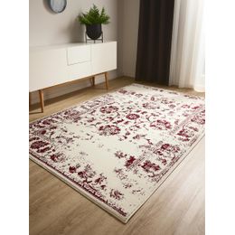 benuta Basic Teppich Suki Cream/Rot 60x120 cm - Vintage-Stil Teppich im Used-Look