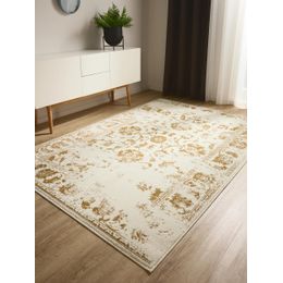 benuta Basic Teppich Suki Cream/Gelb 60x120 cm - Vintage-Stil Teppich im Used-Look