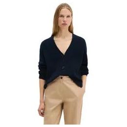 Marc O'Polo Cardigan MARC O'POLO "aus Heavy-Weight-Organic-Cotton", Damen, Gr. M, blau (night sky), Obermaterial: 100% Baumwolle, unifarben, loose fit, V-Ausschnitt, normaler Saum, Strickjacken
