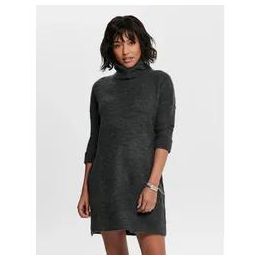 Strickkleid Only "ONLJANA L/S COWLNCK DRESS", Damen, Gr. XS, N-Gr, grau (colorot dunkelgrau melange), Rippstrick, Obermaterial: 62% Polyacryl, 15% Nylon, 13% Polyester, 7% Wolle, 3% Elasthan, meliert, ca. Mitte Oberschenkel, Kleider Strickkleid