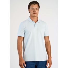 Poloshirt LINDBERGH, Herren, Gr. M, soft blau, Single Jersey, Obermaterial: 95% Baumwolle, 5% Elasthan, unifarben, regular fit h&uuml;ftbedeckend, Rundhals, B&uuml;ndchen, Shirts Poloshirt, mit Logostickerei