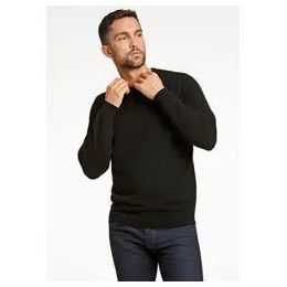 Strickpullover LINDBERGH "Strickpullover Comfort Fit", Herren, Gr. M, schwarz, Obermaterial: 100% Schurwolle, unifarben, Rundhals, Pullover Strickpullover