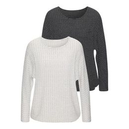Vivance Langarmshirt 'aus strukturierter Strickqualit&auml;t' mehrfarbig Gr. 32/34 f&uuml;r Damen. Mit Rundhals. Figurumspielend. Nachhaltig.