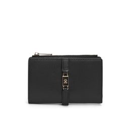 Geldb&ouml;rse Tommy Hilfiger "TH GLAM BIFOLD WALLET", Damen, schwarz, Lederimitat, Basic, Kleinlederwaren Geldb&ouml;rse, Damen Geldbeutel, Portemonnaie mit Zierriegel