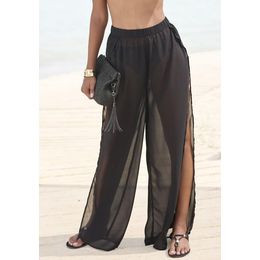Lascana Strandhose schwarz Gr. 46 f&uuml;r Damen. Figurumspielend. Nachhaltig.