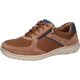 Waldl&auml;ufer Sneaker WALDL&Auml;UFER "HERWIG", Herren, Gr. 10 (44,5), cognac, dunkelblau, Textil, Veloursleder, unifarben mit Farbeinsatz, Basic, Schuhe Sneaker, Komfortschuh, Bequemschuh, Schn&uuml;rschuh in Komfortweite H (= sehr weit)