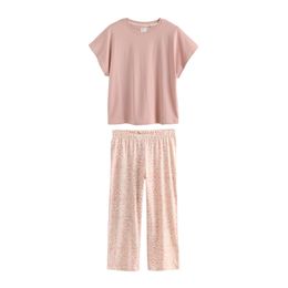 next Pyjama Damen Gr&ouml;&szlig;e S/M altrosa / wei&szlig; Winterkleid