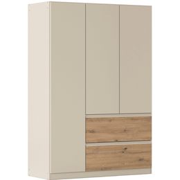Dreht&uuml;renschrank Rauch "Kleiderschrank Schrank Garderobe COSTA in den Breiten 91/136/181 cm", beige (champagner), eiche artisan, eingriffe beige (champagner), B:136cm H:197cm T:54cm, Holzwerkstoff, Schr&auml;nke, Dreht&uuml;renschrank, viel Platz, grifflose Front und Push-to-Open Funktion MADE IN GERMANY