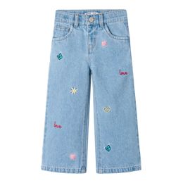 name it Jeans M&auml;dchen Gr&ouml;&szlig;e 110 blue denim / hellgelb / gr&uuml;n