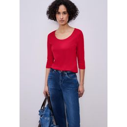 3/4-Arm-Shirt Street One "Style Pania", Damen, Gr. 44, salsa rot, Jersey, Obermaterial: 50% Baumwolle, 50% Modal. Futter: 100% Baumwolle, unifarben, normal h&uuml;ftlang, Rundhals, abgesteppt, Shirts 3/4-Arm-Shirt, in Unifarbe, Topseller