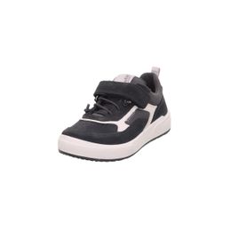 Slip-On Sneaker Superfit "MAVERICK WMS: weit", Jungen, Gr. 31, dunkelgrau, wei&szlig;, Nappaleder, Polyester, Veloursleder, unifarben mit Farbeinsatz, Schuhe Slip-On Sneaker, Klettschuh, mit herausnehmbarer Einlage, Gr&ouml;&szlig;enschablone zum Download