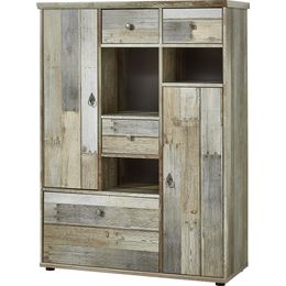 Highboard Innostyle "BONANZA", braun, B:99cm H:133cm T:39cm, Holzwerkstoff, Sideboards, Highboard, 2 Holzt&uuml;ren, 3 Schubladen, 11 F&auml;cher, Softclose, ABS Kantenschutz