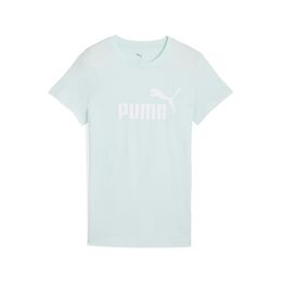 T-Shirt Puma "ESS NO. 1 LOGO TEE (S)", Damen, Gr. S, blau (peaceful blau), Jersey, Obermaterial: 100% Baumwolle, bedruckt, regular fit normal, Rundhals, Shirts T-Shirt, Regular Fit, Kurzarm, Rundhalsausschnitt