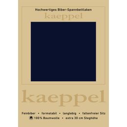 Spannbettlaken Kaeppel "Spannbettlaken Biber", blau (marine), L:200cm, Biber, Obermaterial: 100% Baumwolle, Bettlaken, Spannbettlaken, 100% Baumwolle, kuschelig weich ideal f&uuml;r Winter