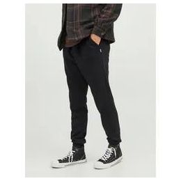 Jack & Jones Sweathose JACK & JONES "JPSTGORDON mit Kordelzug und Komfortbund", Herren, Gr. L, N-Gr, schwarz, angeraute Sweatware, Obermaterial: 61% Polyester, 39% Baumwolle, unifarben, normal kn&ouml;chellang, Hosen Sweathose, unifarben, modisch, regular fit, Sweatware