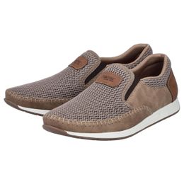 Slipper Rieker, Herren, Gr. 43, taupe, braun, Lederimitat, Textil, unifarben mit Farbeinsatz, Schuhe Slipper, Slip-on Sneaker, Schlupfschuh mit Stretcheins&auml;tze