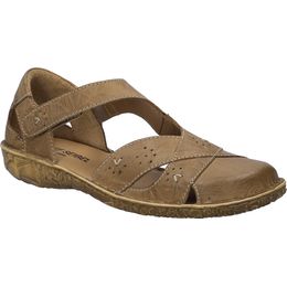 Sandale Josef Seibel "Rosalie 03", Damen, Gr. 38, camelfarben, Leder, Schuhe Sandale, Komfortschuh, Halbschuh mit Blumenpr&auml;gung in der Laufsohle, G-Weite
