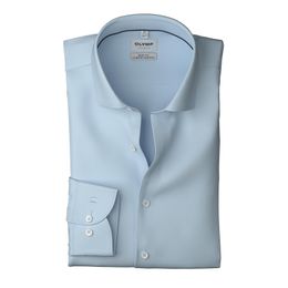 Businesshemd OLYMP "Level Five body fit", Herren, Gr. 37, N-Gr, blau (bleu), Web, Obermaterial: 64% Baumwolle, 27% Polyester, 9% Elasthan, Hemden Businesshemd
