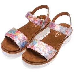 Keilsandalette Ara "BILBAO", Damen, Gr. 38, multicolor, Glattleder, mehrfarbig, Schuhe Keilsandalette, Sommerschuh, Sandale, Keilabsatz, Klett, Weite G (weit)