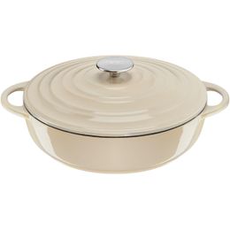 Servierpfanne Tefal "LOV", beige, B:28,67cm H:11,22cm L:35,92cm &Oslash;:28cm, Pfannen, Servierpfanne, aus Gusseisen, mit Emaille-Beschichtung, mit Kondensationssystem