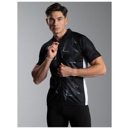 Radtrikot TRIGEMA "TRIGEMA Fahrradjacke mit abstraktem Design", Gr. XL, schwarz, Trikot, 100% Polyester (recycelt), Trikots Radtrikot