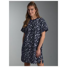 Bigshirt TRIGEMA "TRIGEMA Bigshirt mit Allover Herz Print", Damen, Gr. L-XL, navy, Single Jersey, 100% Baumwolle, Rundhals, Shirts Bigshirt